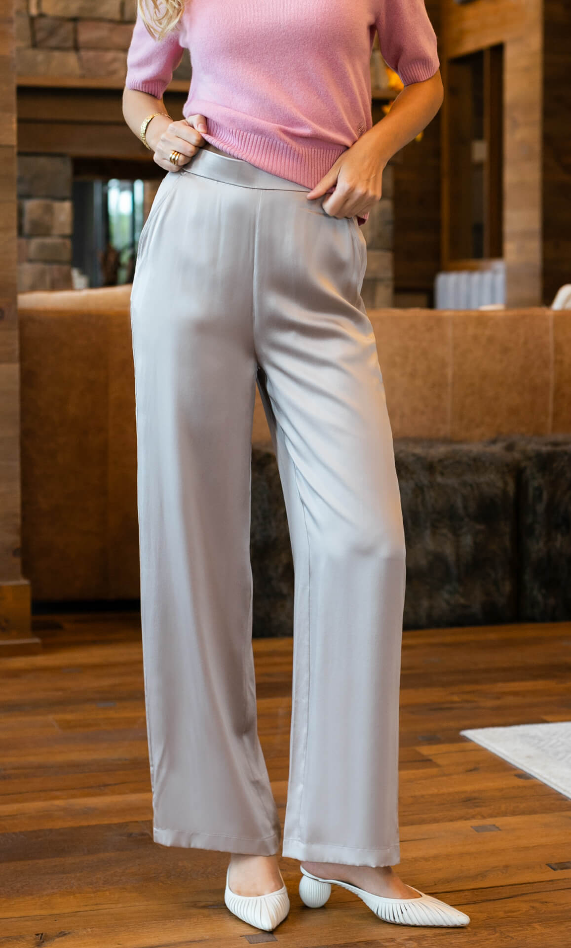 Vicenza Silk Wide-Leg Pants – 100% Silk Pants | Ravella Luxury